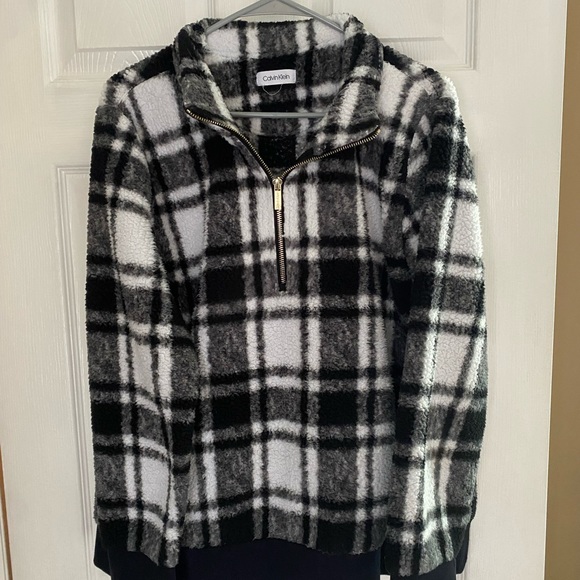 Calvin Klein | Jackets & Coats | Calvin Klein Plaid Teddy Pullover ...